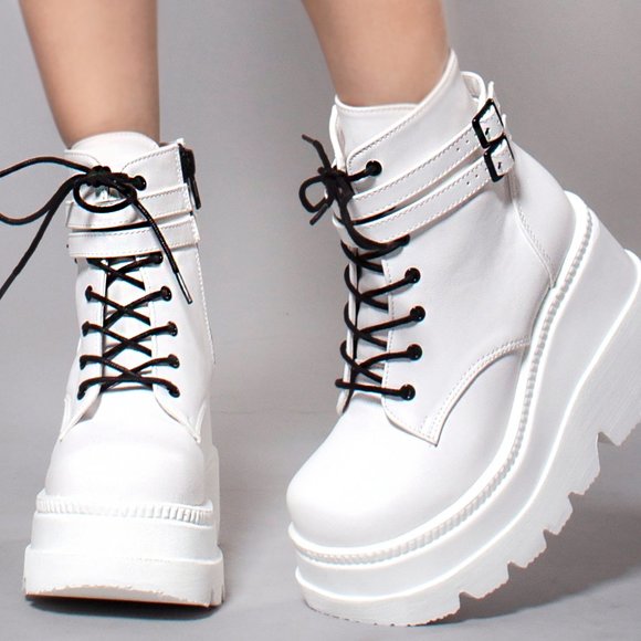 Demonia | Shoes | Demonia Shaker 52 White Platform Boots | Poshmark